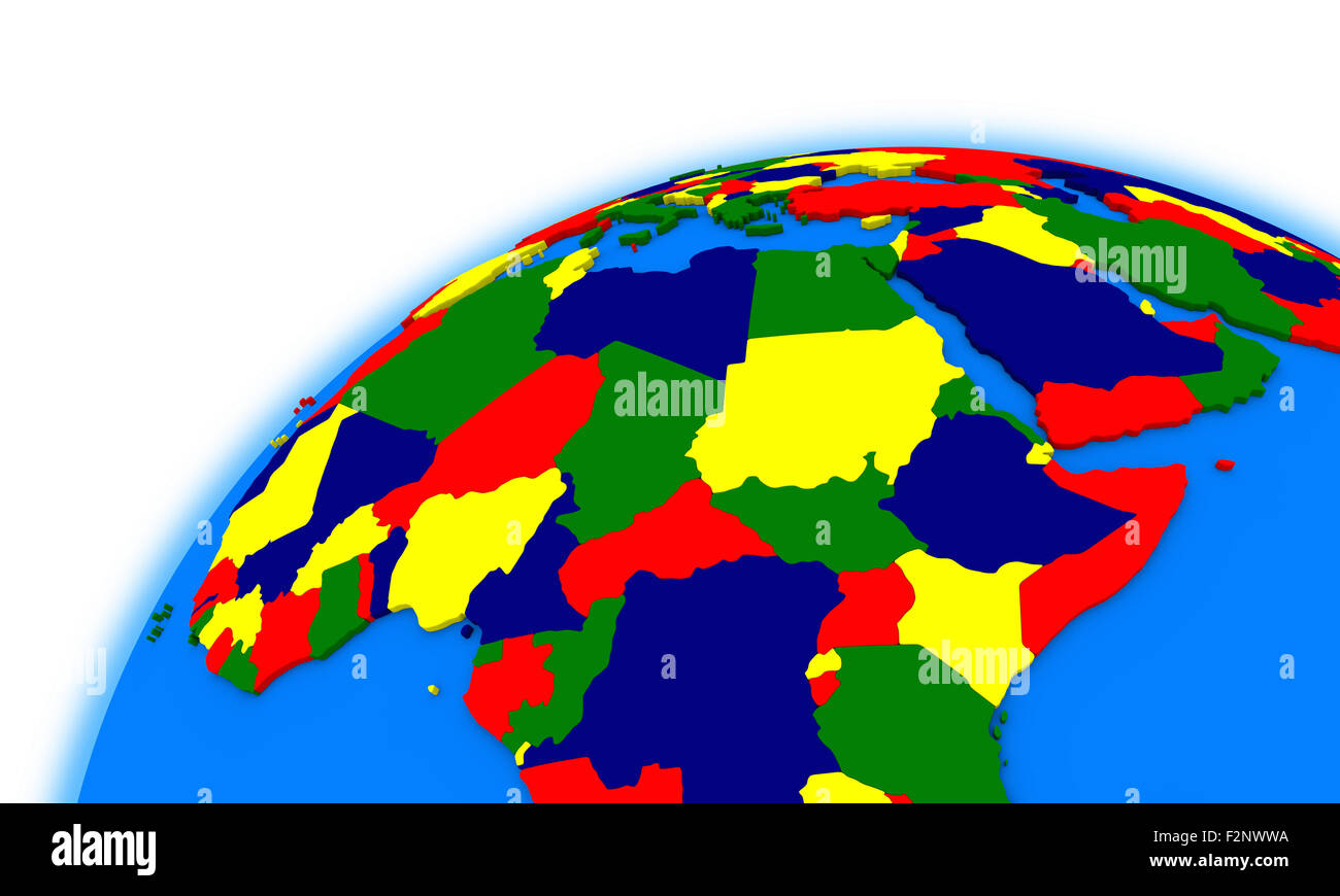 central Africa on globe, political map Stock Photo - Alamy