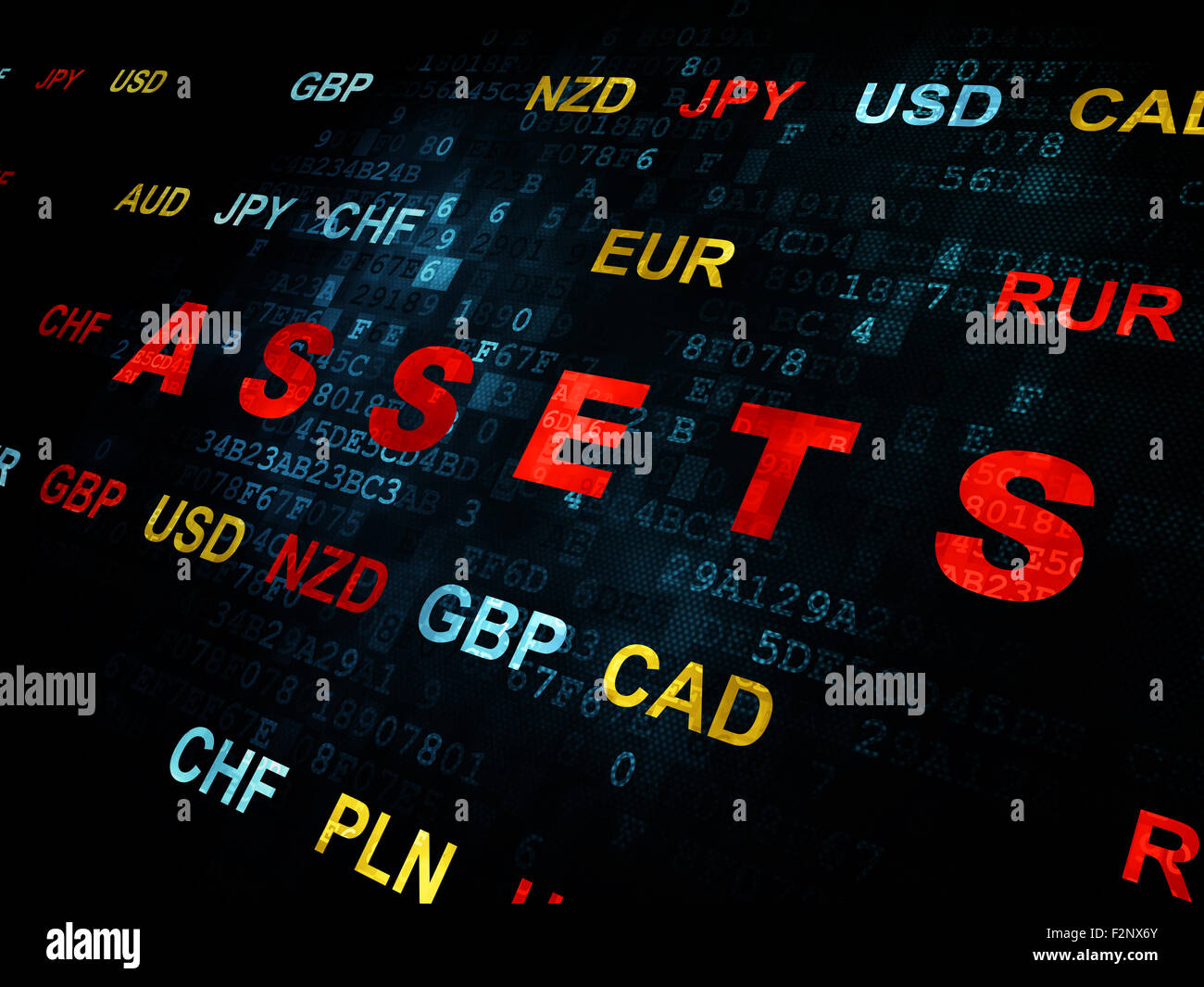 Currency concept: Assets on Digital background Stock Photo - Alamy