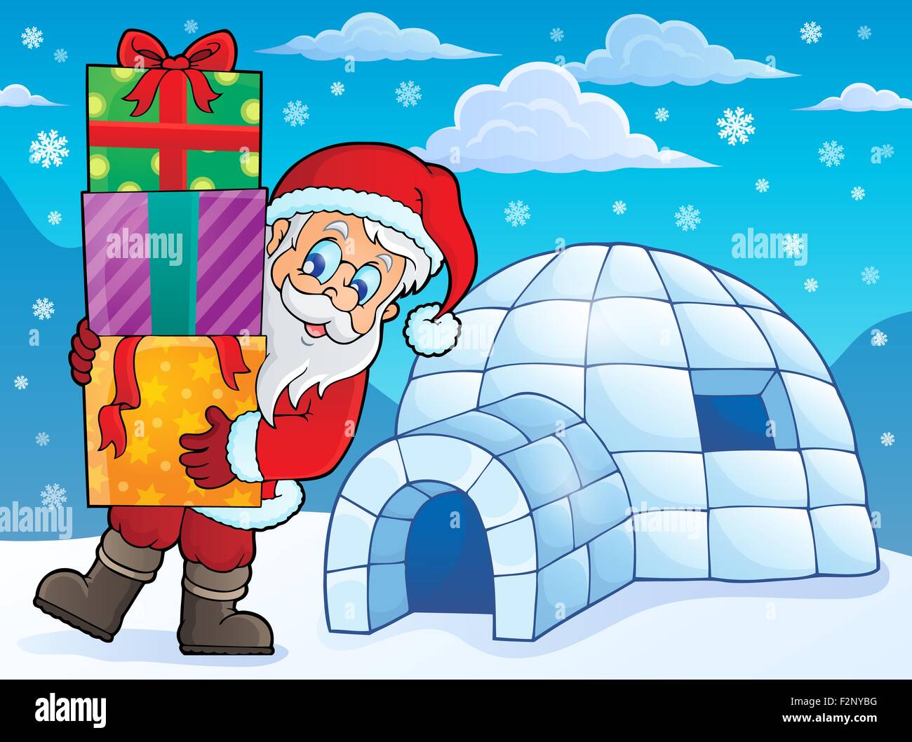 Igloo with Santa Claus theme 1 - picture illustration Stock Photo - Alamy