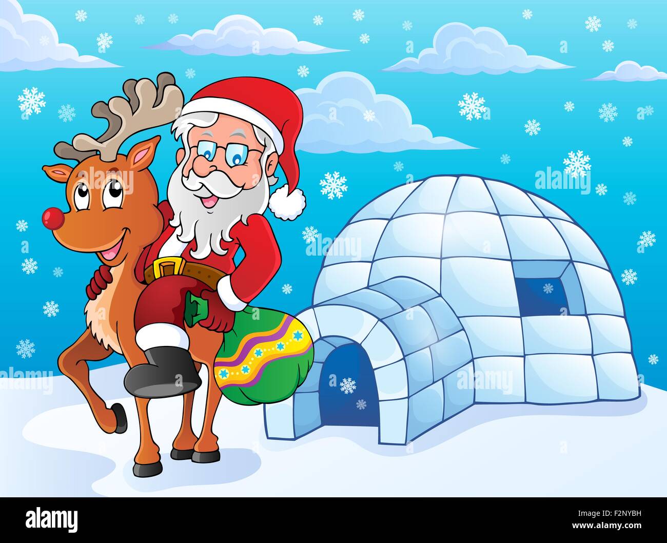 Igloo with Santa Claus theme 2 - picture illustration Stock Photo - Alamy