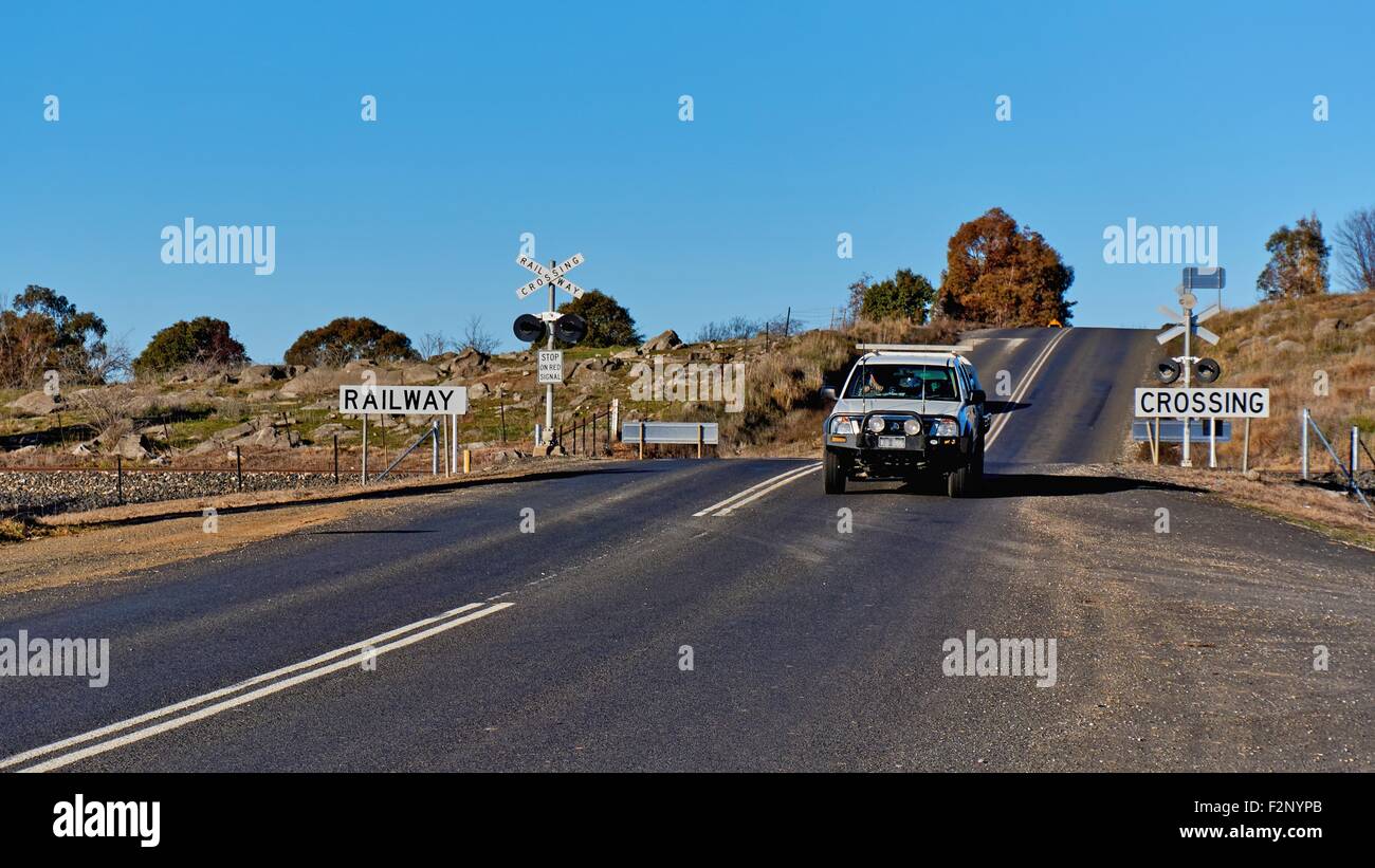 Railway Crossing Australian Outback Stock Photo - Alamy
