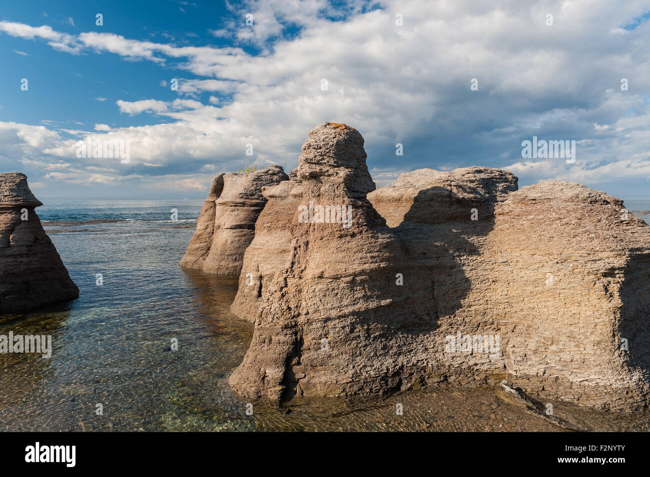 Monoliths close view in Mingan Archipelago National Park Reserve of ...