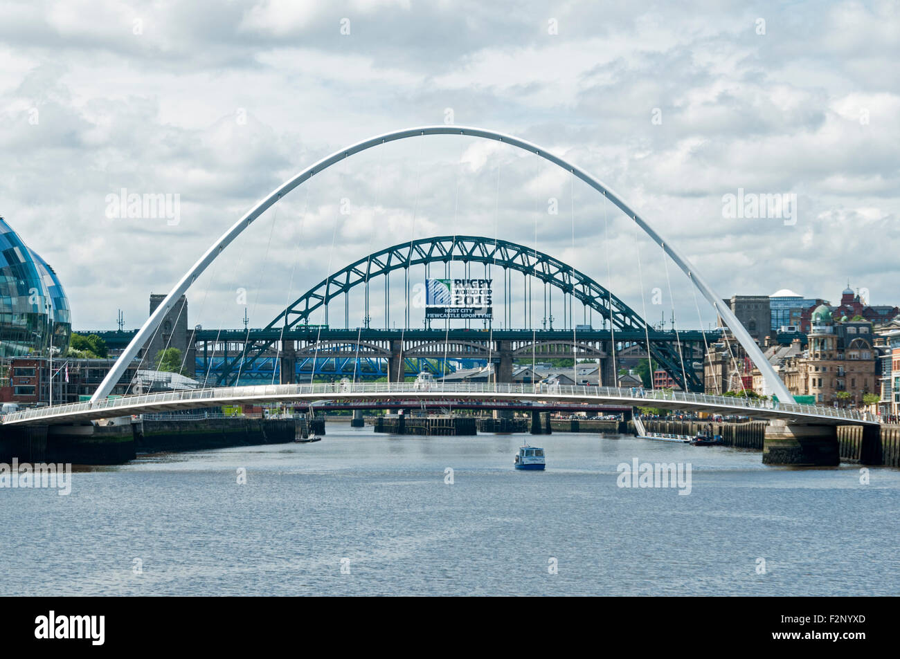 The Tyne bridges with the Gateshead Millennium bridge, Newcastle ...