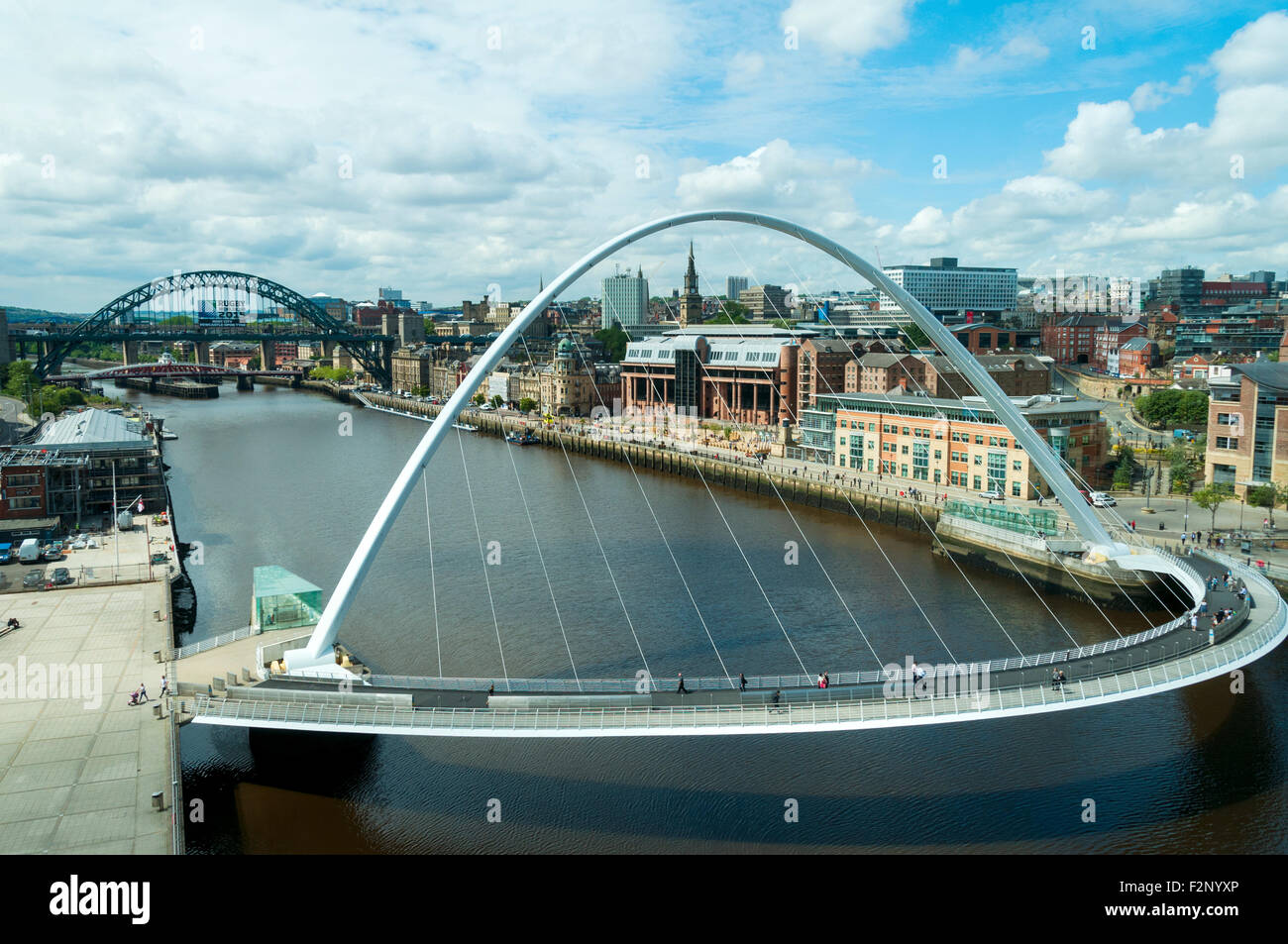 The Gateshead Millennium Bridge and Tyne bridges, Newcastle-Gateshead ...