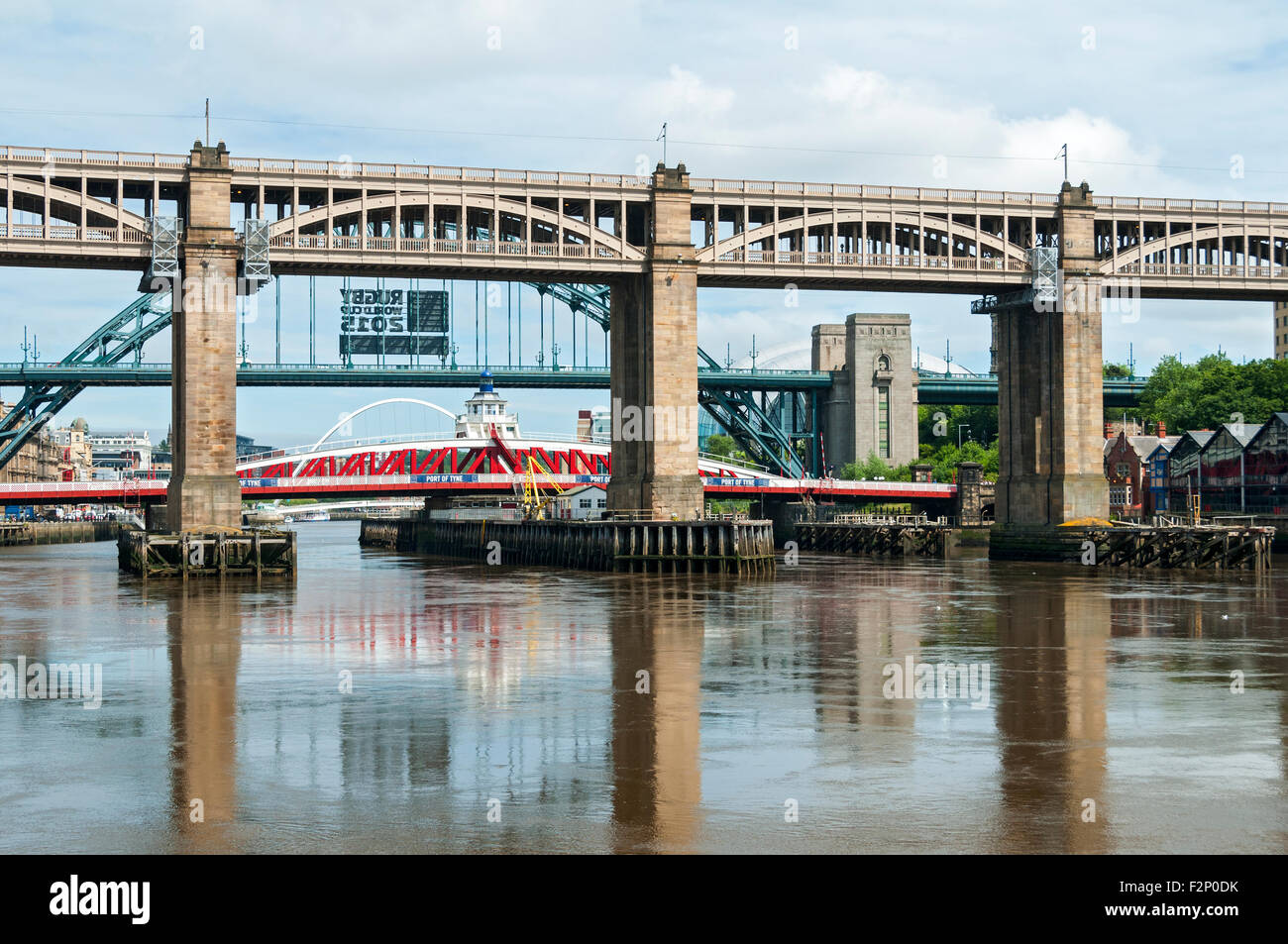 The High Level, Tyne and Swing bridges over the river Tyne, Newcastle ...