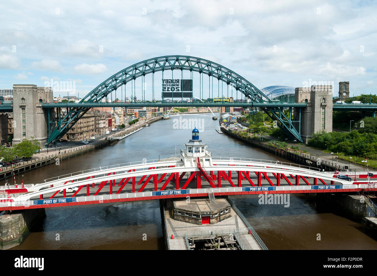 Newcastle High Level Bridge And Swing Bridge High Resolution Stock ...