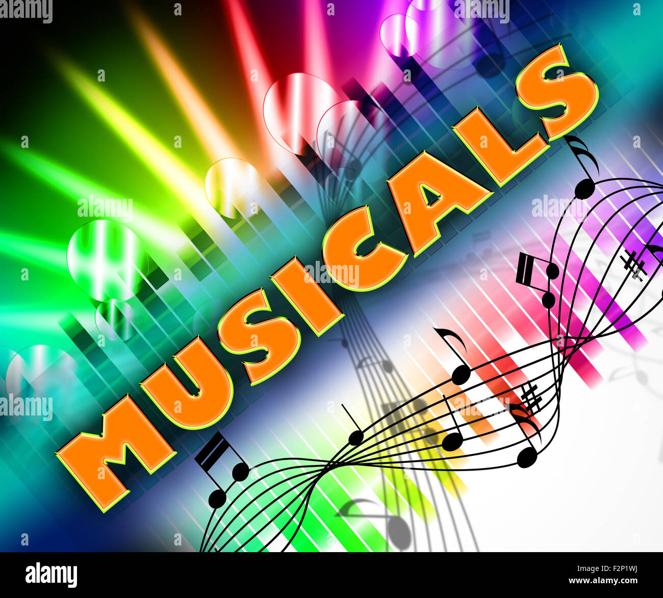 Musicals Word Representing Sound Track And Film Stock Photo - Alamy