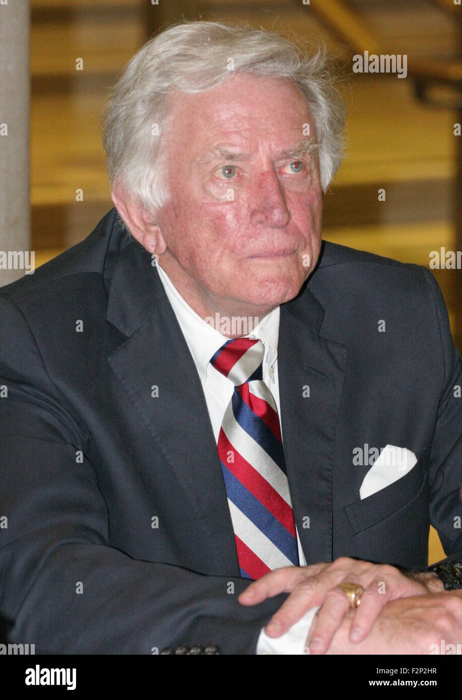 Former American senator and author Gary Hart signs copies of his book ...
