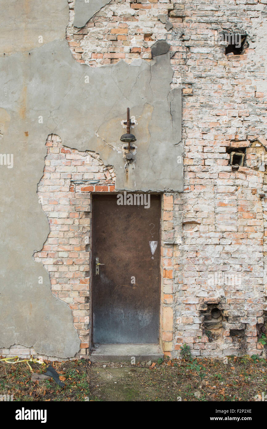 Germany, Brandenburg, facade and door of ramshackle building Stock ...