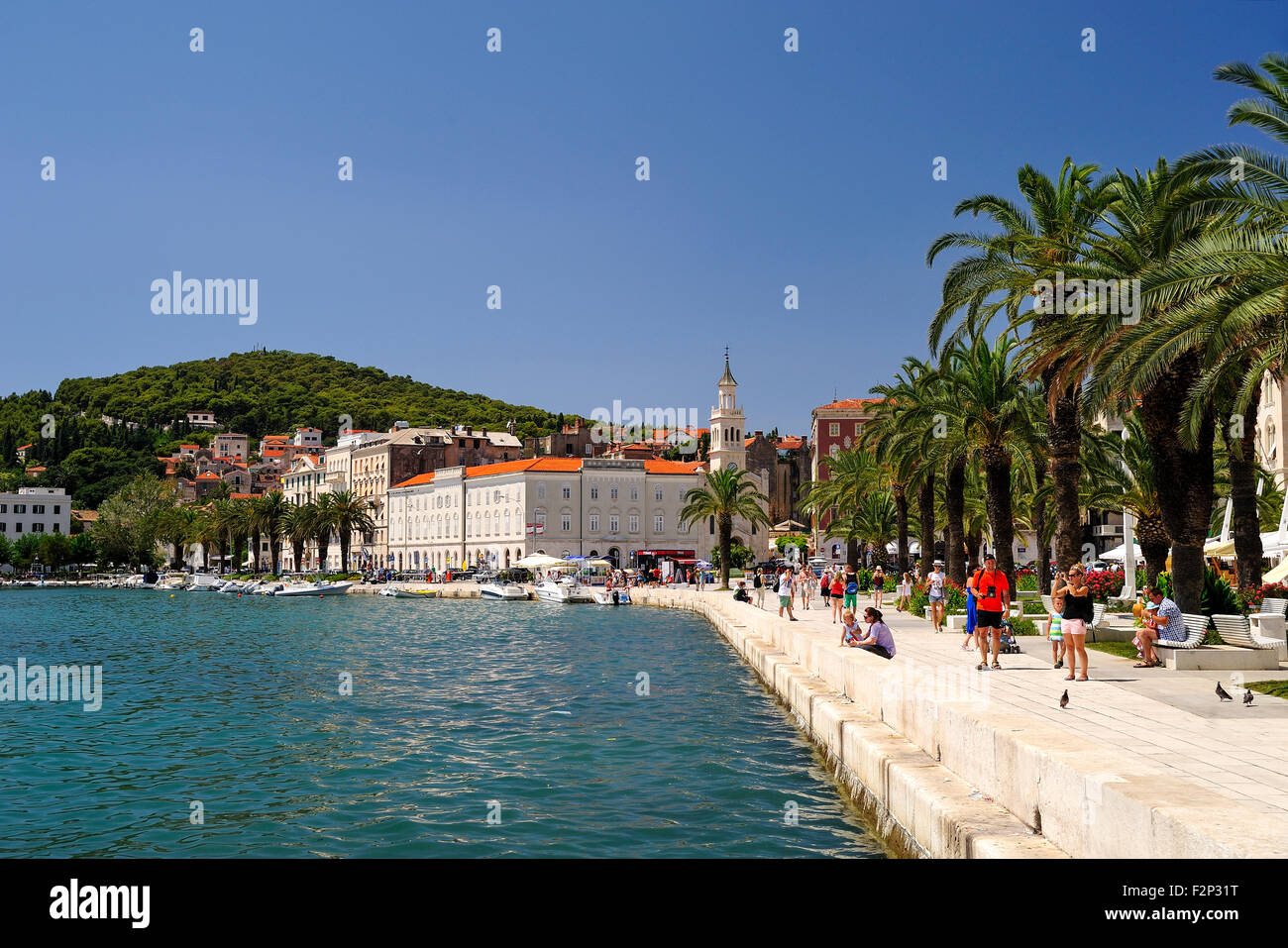 Croatia, Split, waterfront promenade at city harbor Riva Stock Photo ...