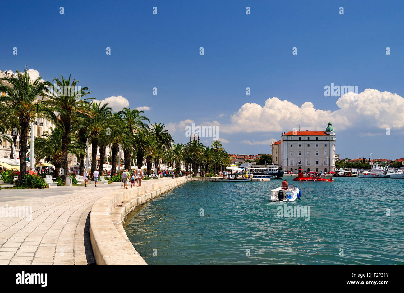Croatia, Split, waterfront promenade at city harbor Riva Stock Photo ...