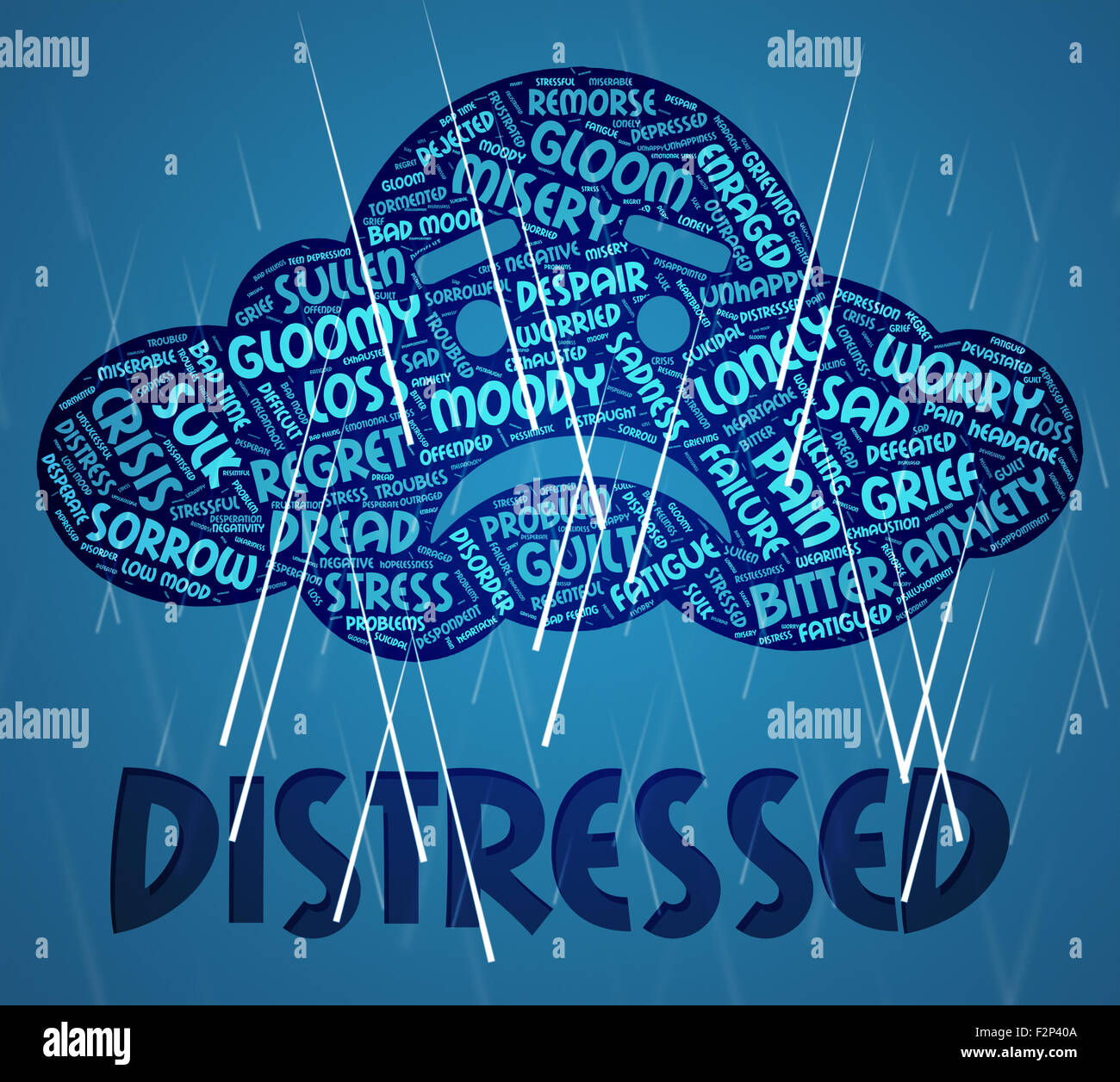 Distressed Word Showing Worked Up And Torment Stock Photo - Alamy