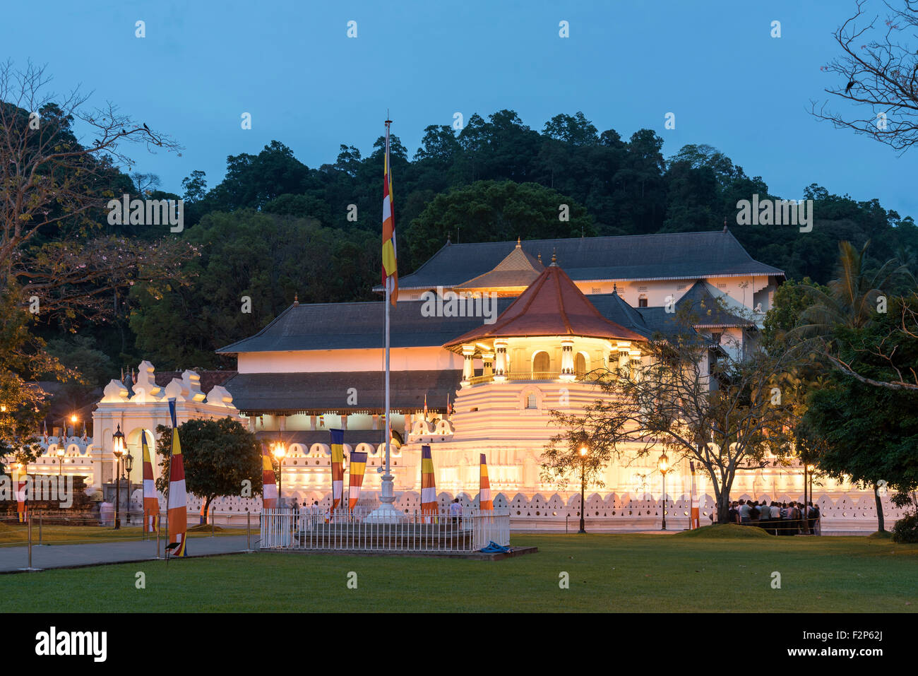 Temple of the Sacred Tooth Relic by night, Kandy, Sri Lanka Stock Photo ...
