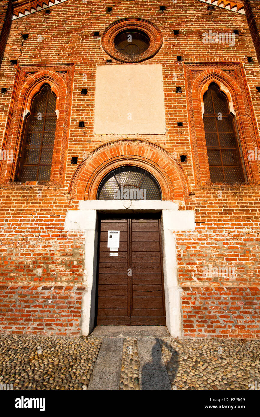 church in the parabiago closed brick tower sidewalk italy lombardy old ...
