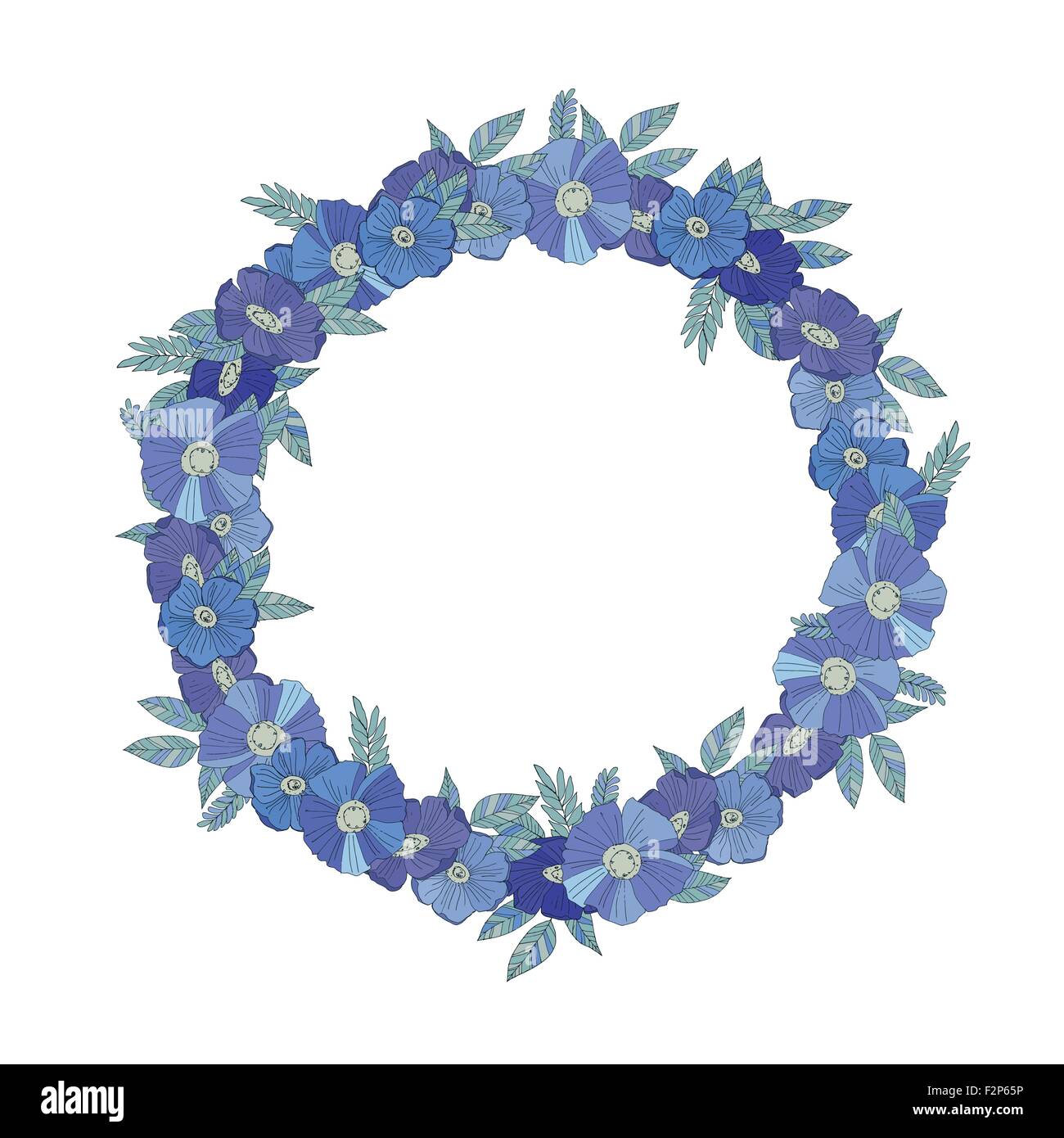 Blue floral border made with wildflowers Stock Vector Image & Art - Alamy