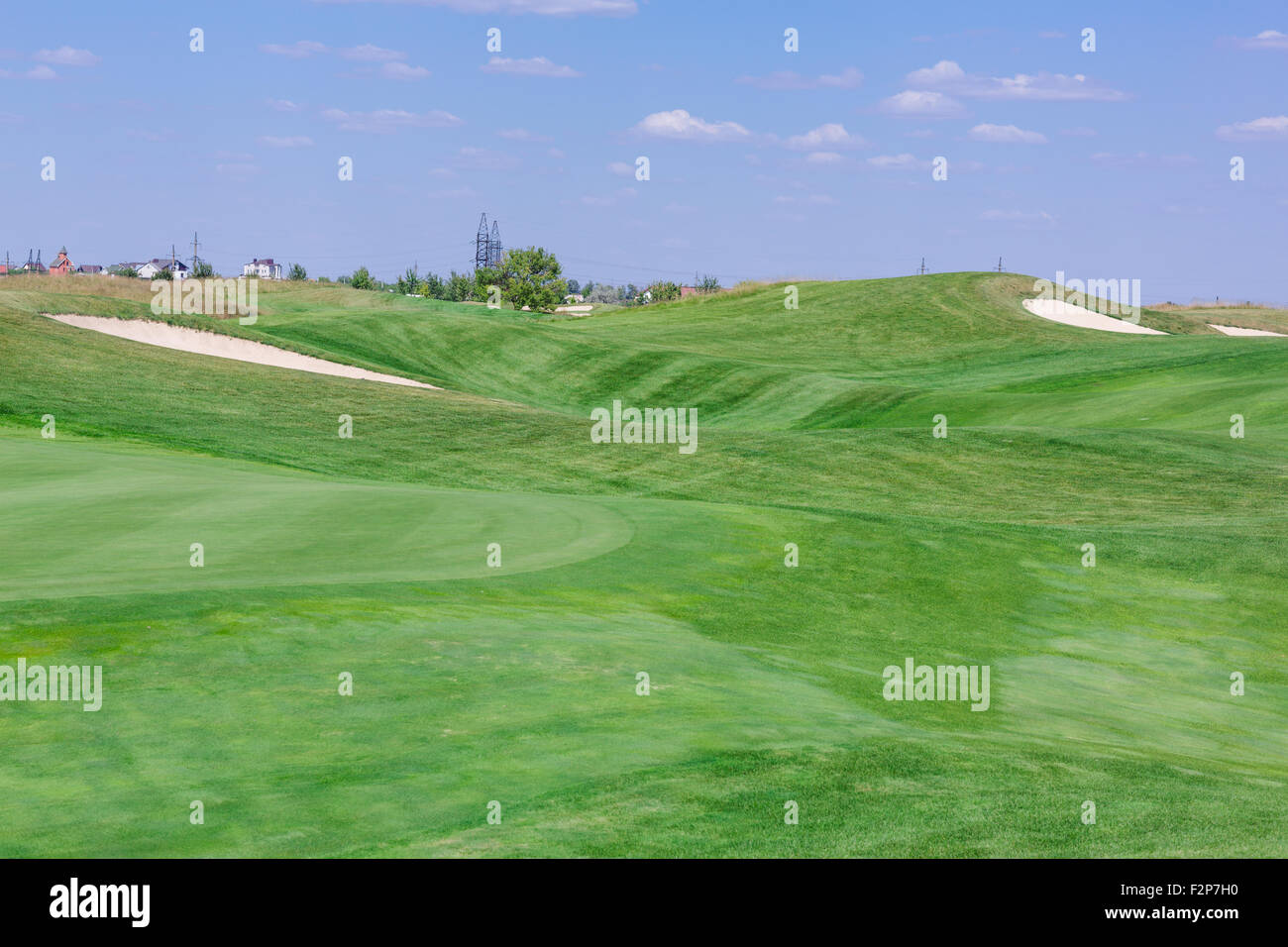Perfect wavy ground with nice green grass on a golf field Stock Photo ...