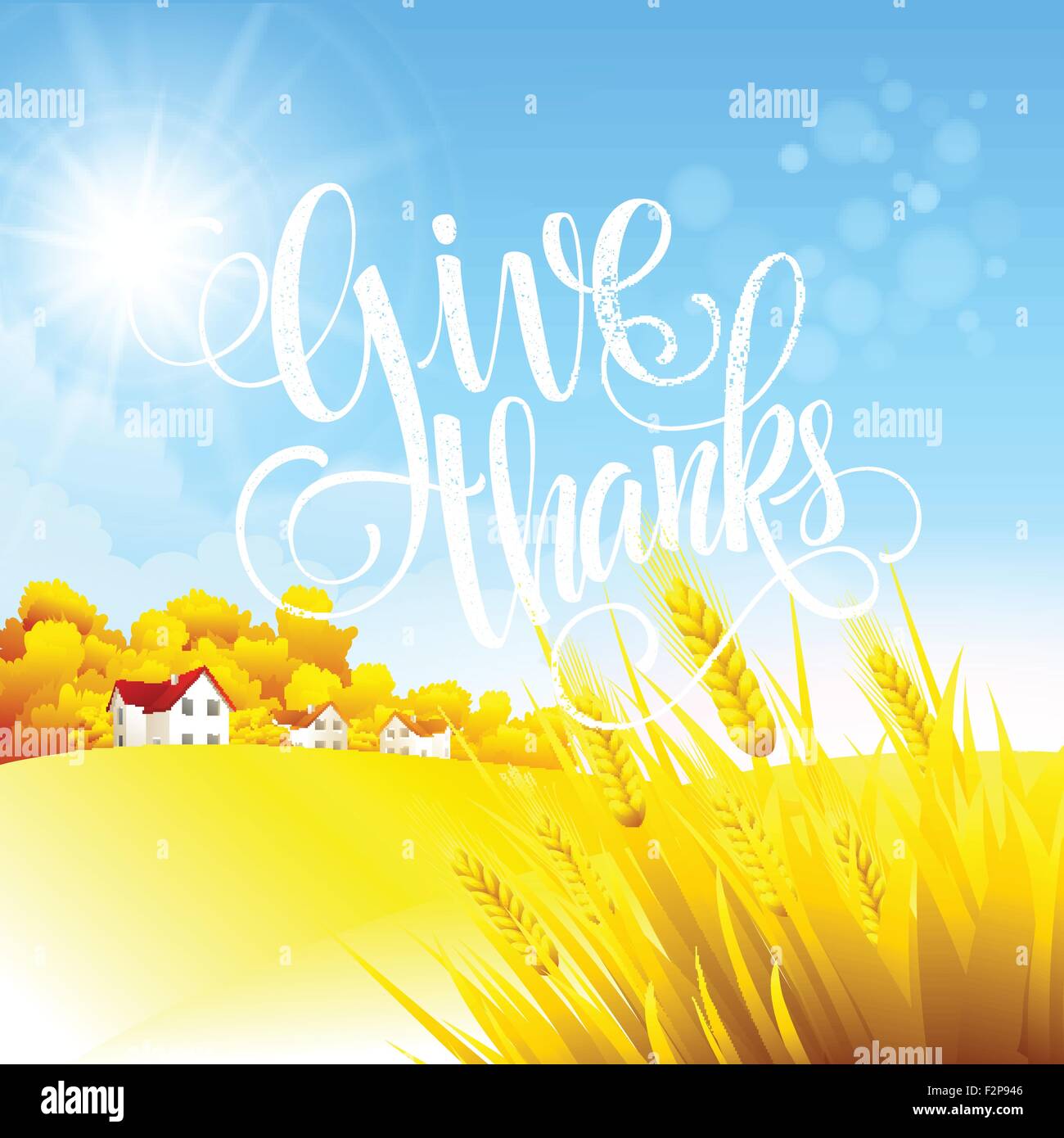 Thanksgiving autumn landscape. Vector illustration Stock Vector Image ...