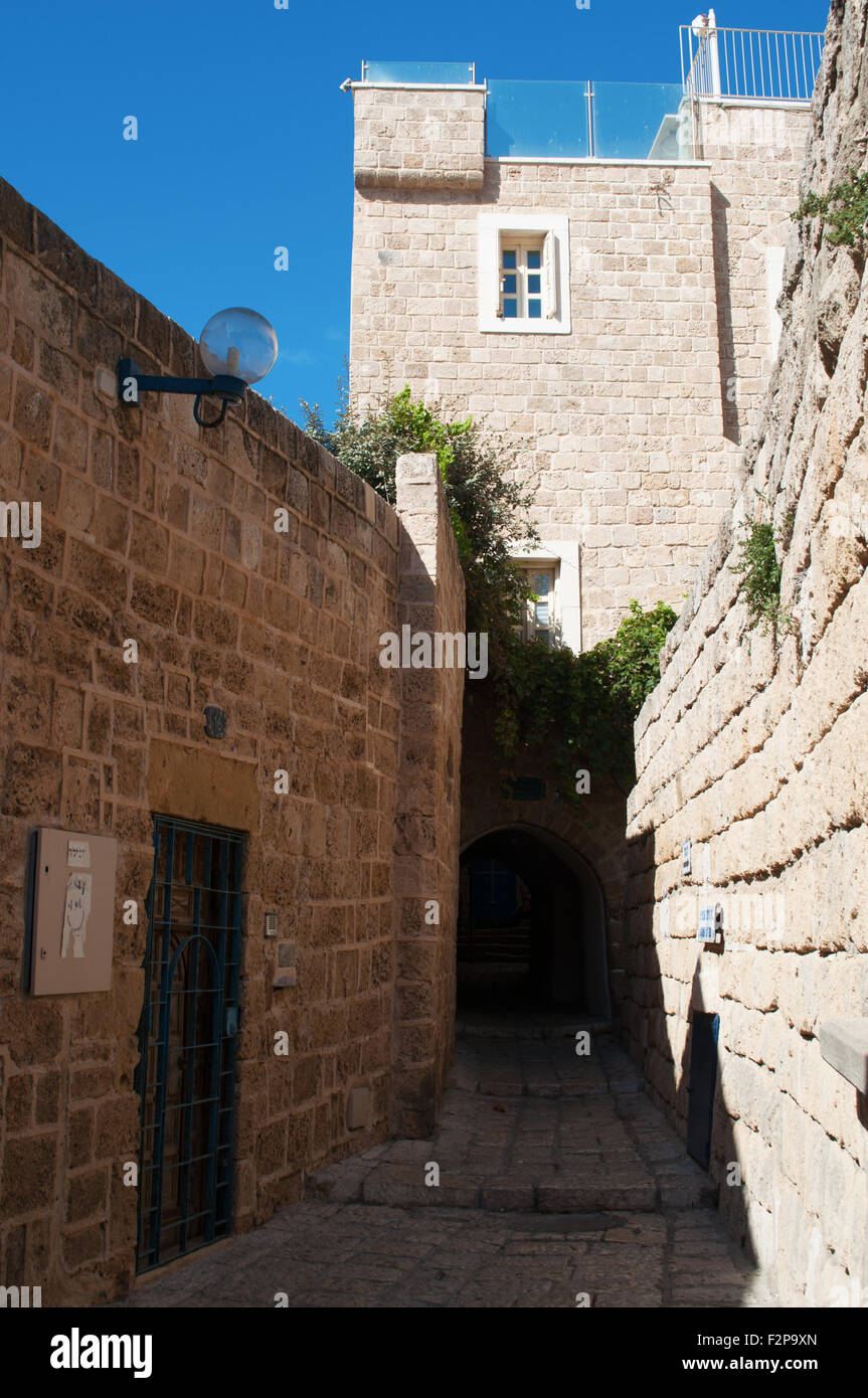 Middle East: the skyline and the alleyway in the old city of Jaffa, Tel ...