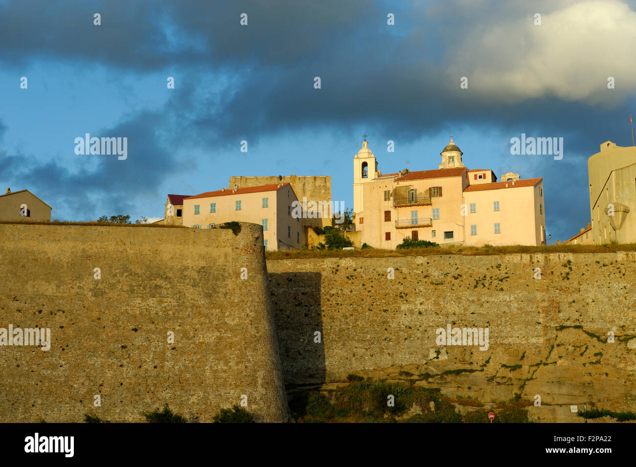 France, Corsica, Calvi, Haute Ville with citadel and fortress in ...