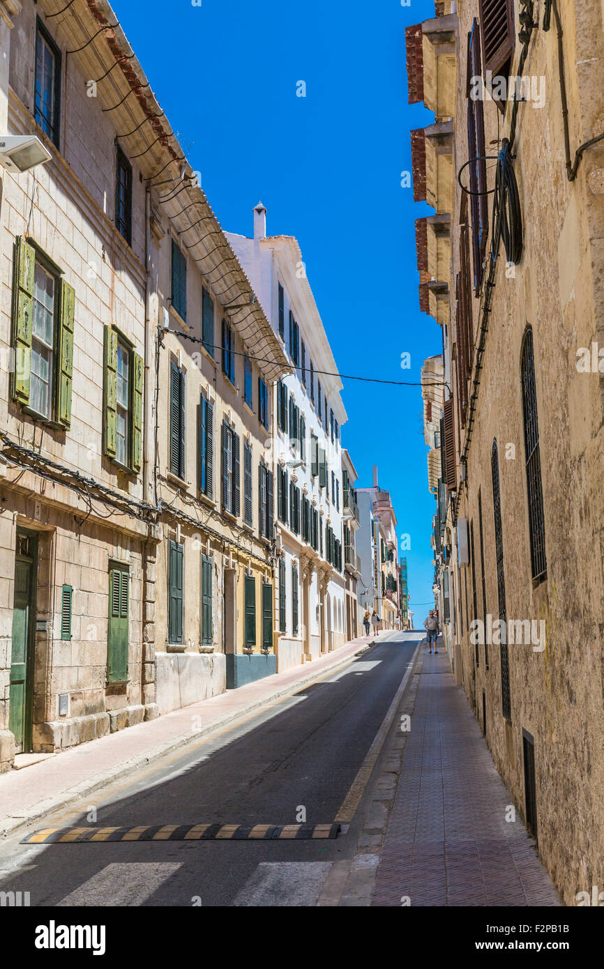 Spain, Menorca, Mahon, view of narrow alley Stock Photo - Alamy