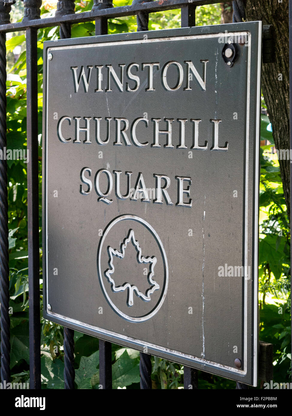 Signage, Winston Churchill Square, Greenwich Village, NYC, USA Stock ...