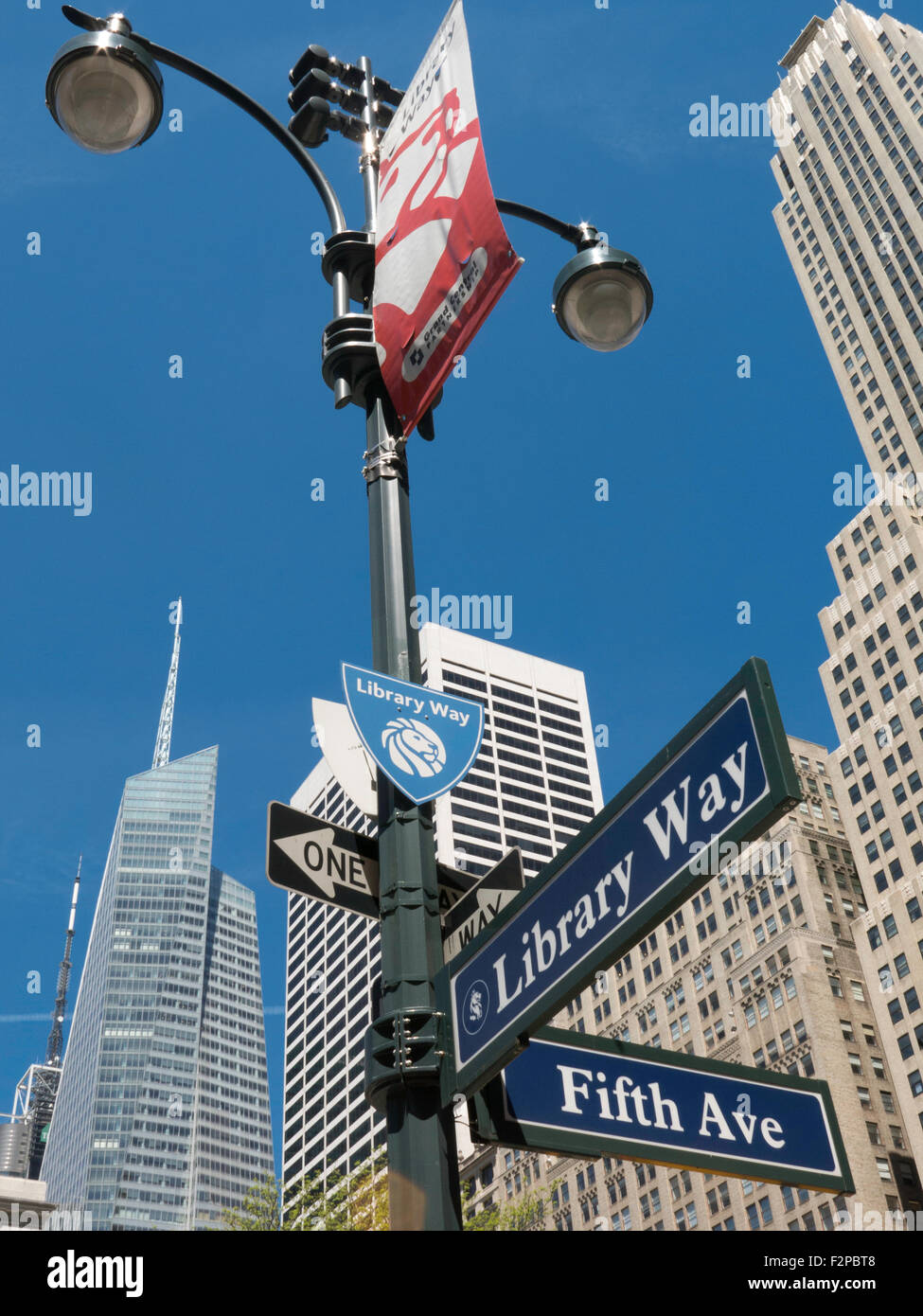 Signpost 41st St and 5th Avenue Across from The New York Public Library ...