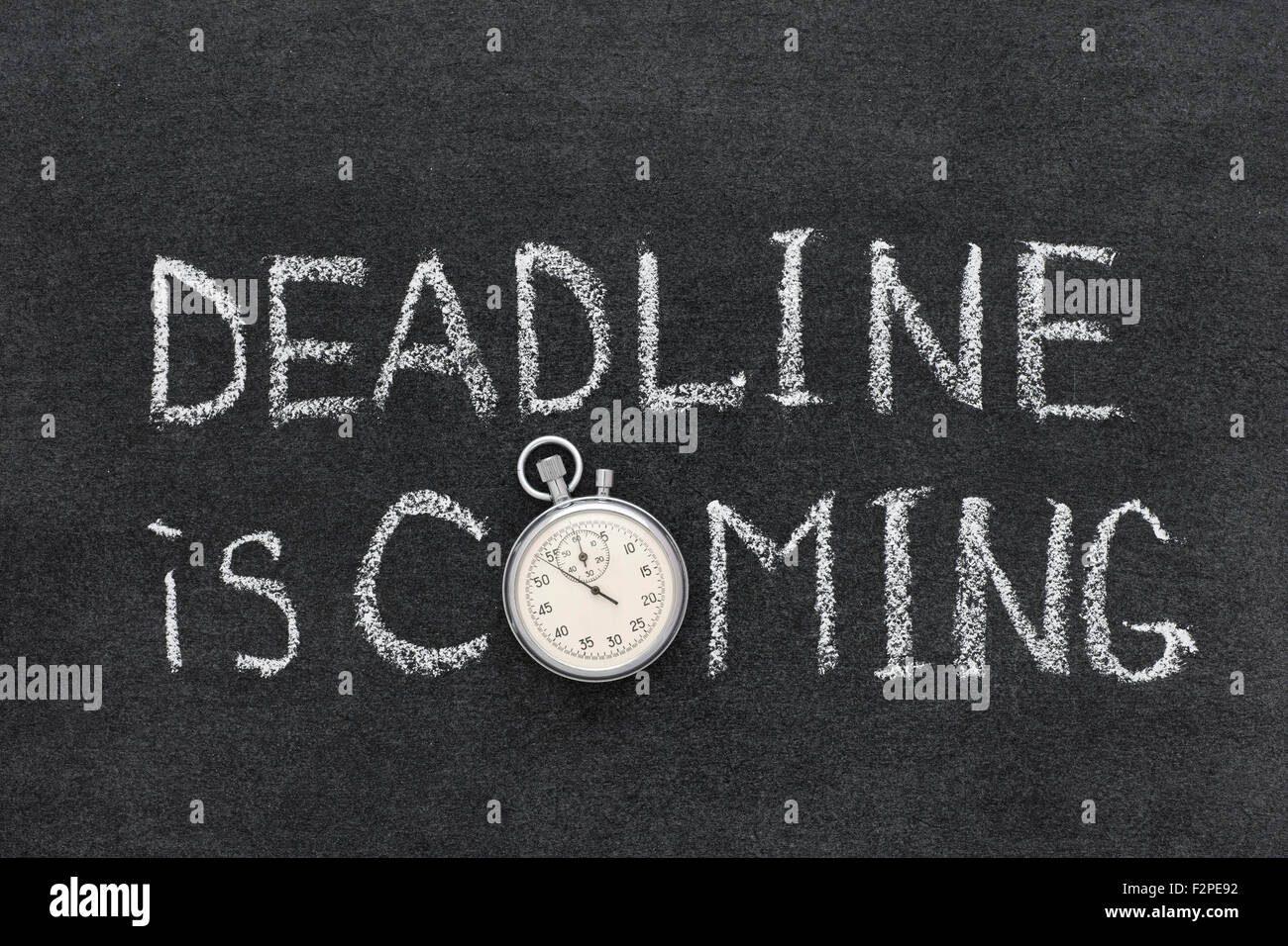 deadline is coming phrase handwritten on chalkboard with vintage Stock ...
