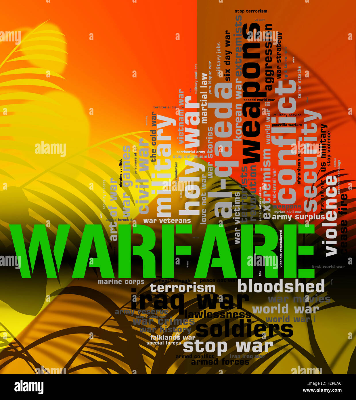 Warfare Word Meaning Wars Fights And Conflicts Stock Photo - Alamy