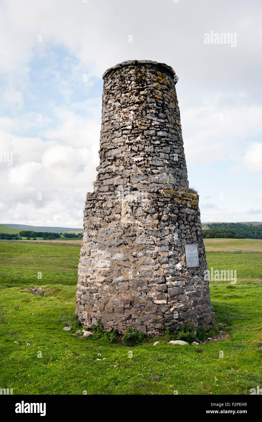 Malham Moor smelt mill chimney, part of a former lead mine near Malham ...