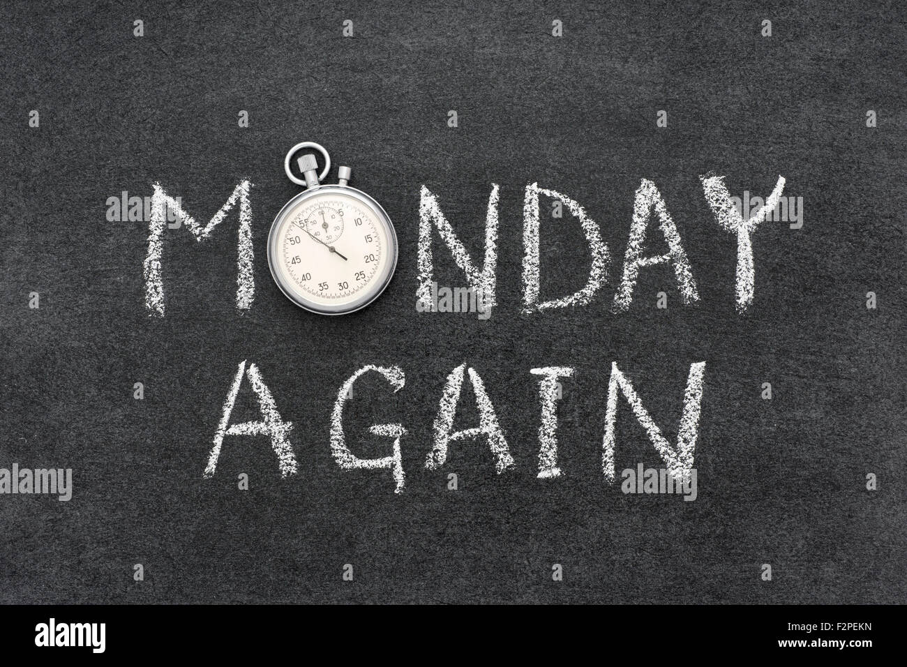 Monday again phrase handwritten on chalkboard with vintage precise ...