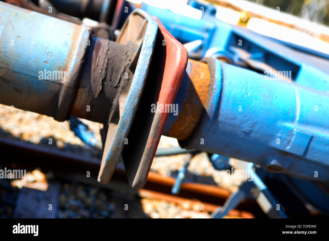 Front parts of a train. Perspective. Horizontal Stock Photo - Alamy