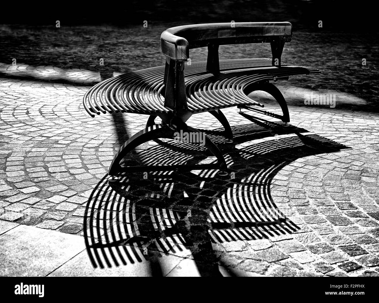 Architecture detail, bench in the city park, bench in city square in ...