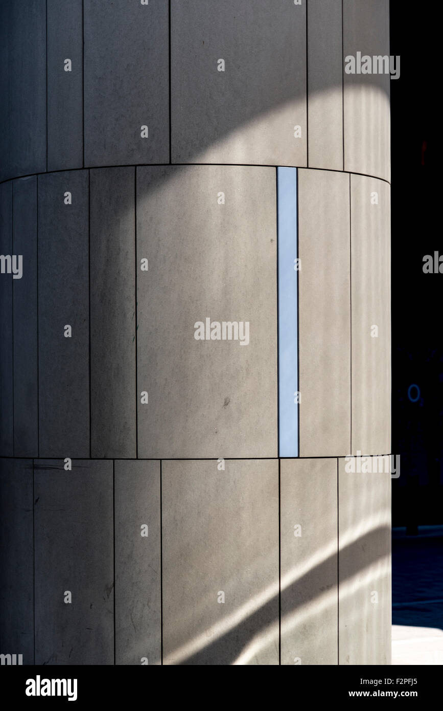 A single, narrow, blue rectangle in a concrete pillar in Bishopsgate ...