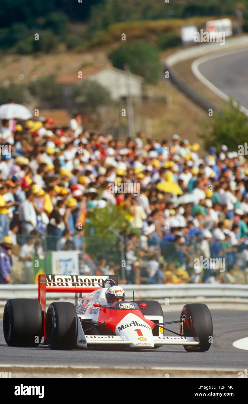 Alain Prost in his McLaren in the Portuguese GP in Estoril 1987 Stock ...