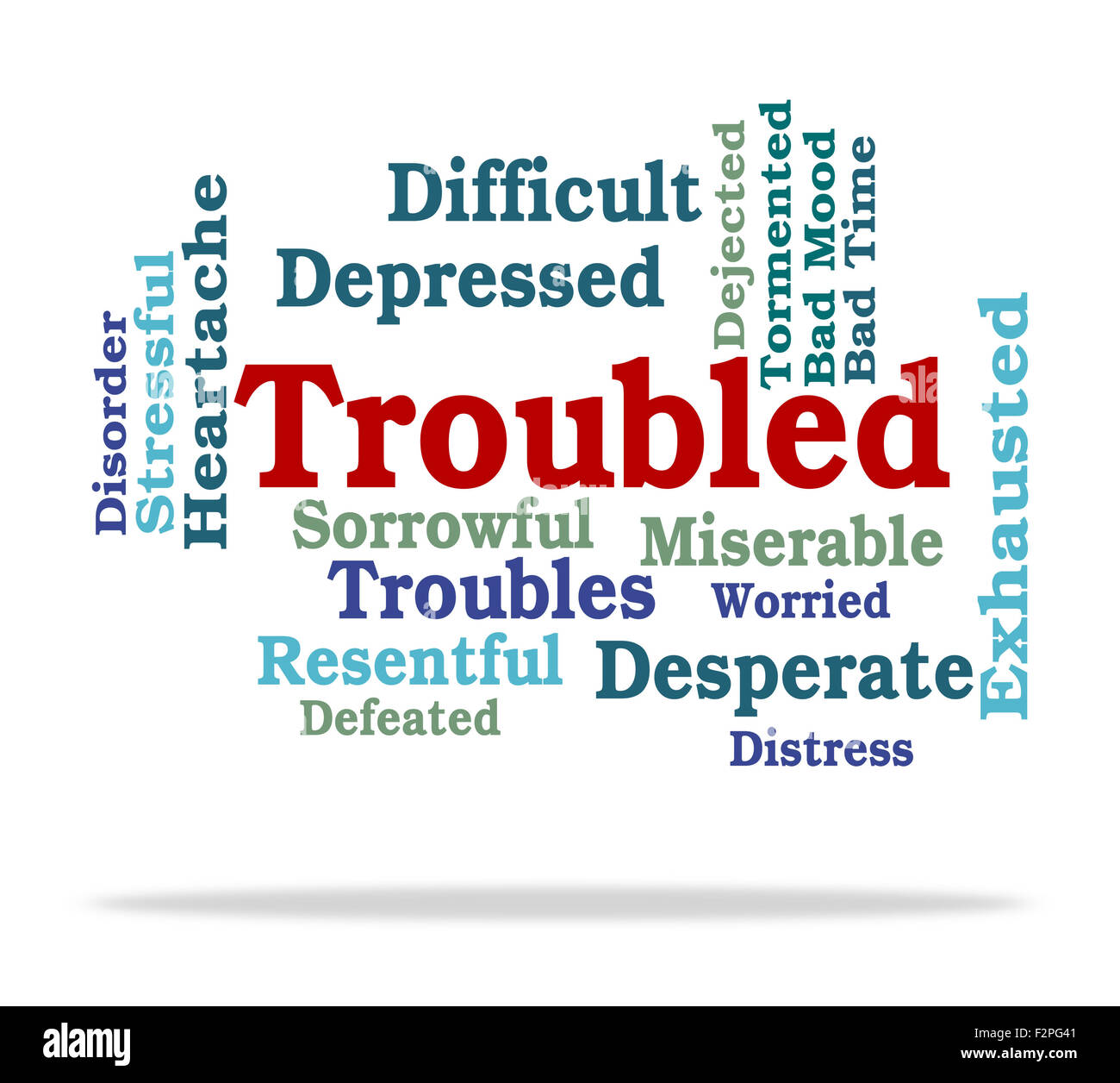 Troubled Word Indicating Difficult Problems And Difficulty Stock Photo ...