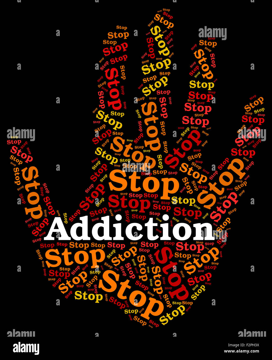 Stop Addiction Indicating Warning Sign And Stopping Stock Photo - Alamy