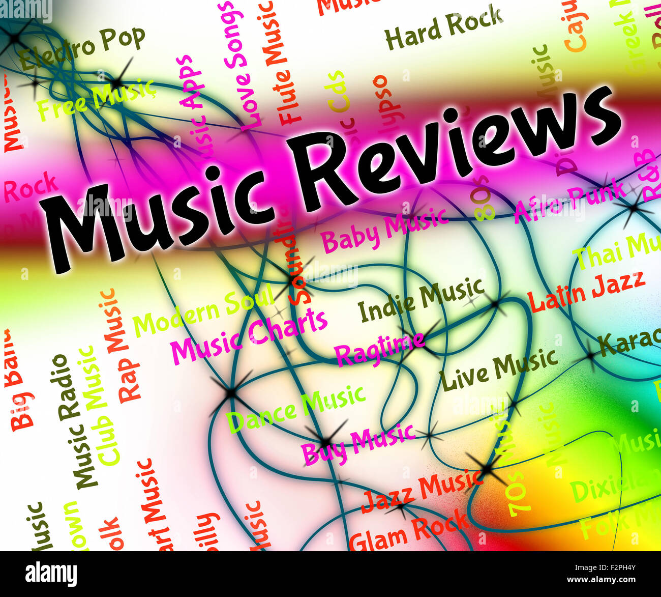 Music Reviews Meaning Sound Track And Melody Stock Photo - Alamy