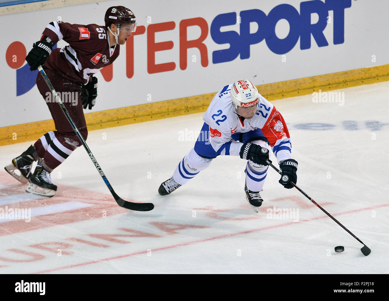 Prague, Czech Republic. 22nd Sep, 2015. From right: Marc-Andre Bergeron ...