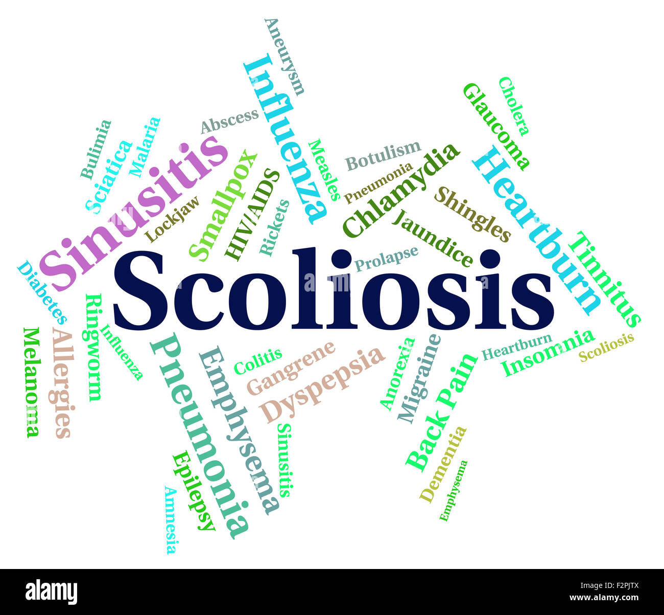 Scoliosis Word Representing Ill Health And Indisposition Stock Photo ...