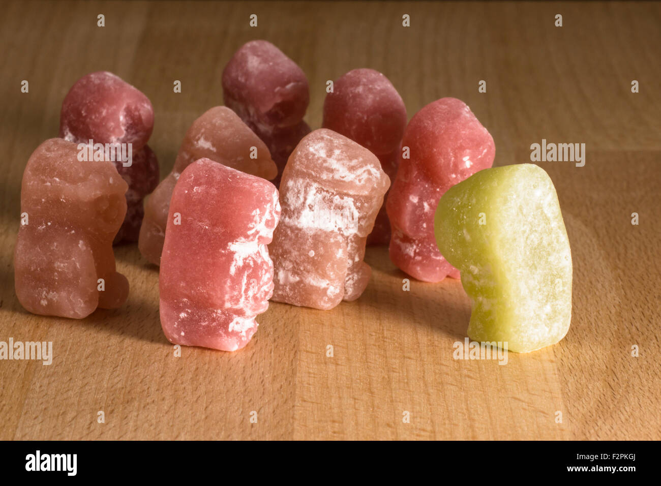 Jelly Baby's, a very sweet sugary confectionery. Visual metaphor for ...