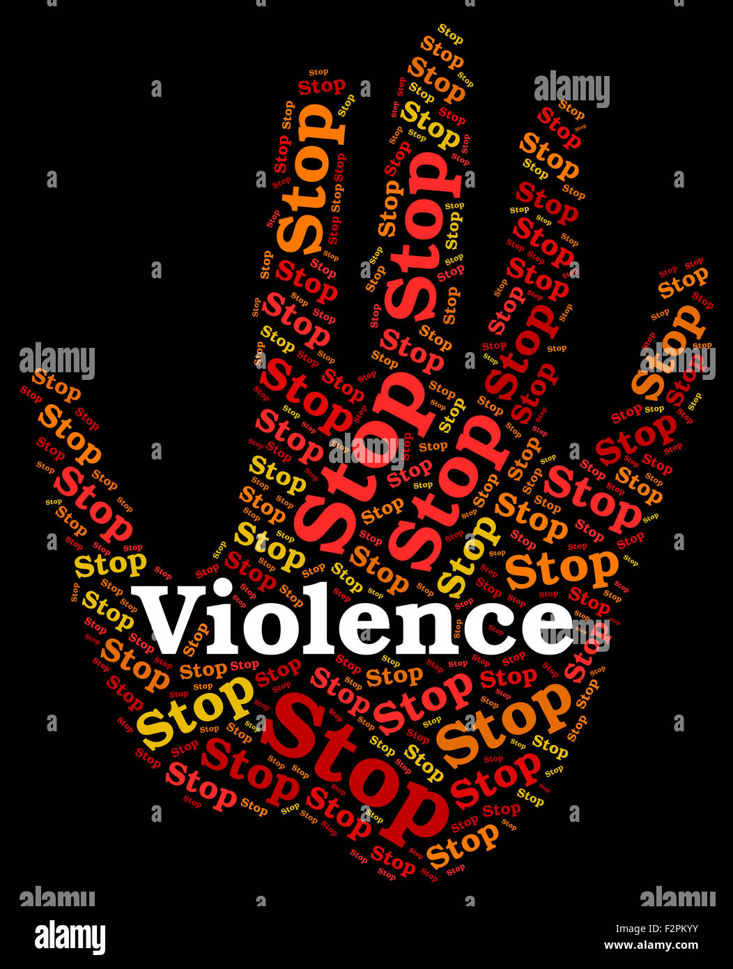 Stop Violence Showing Warning Sign And Stopped Stock Photo - Alamy