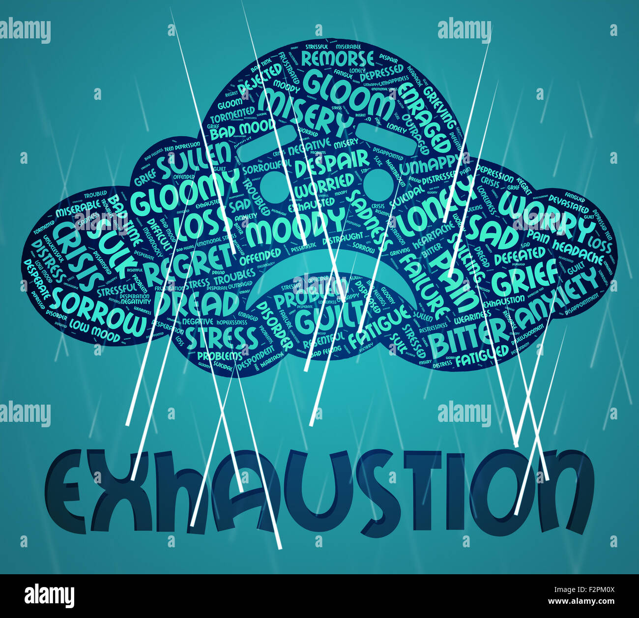 Exhaustion Word Showing Tired Out And Fatigued Stock Photo - Alamy