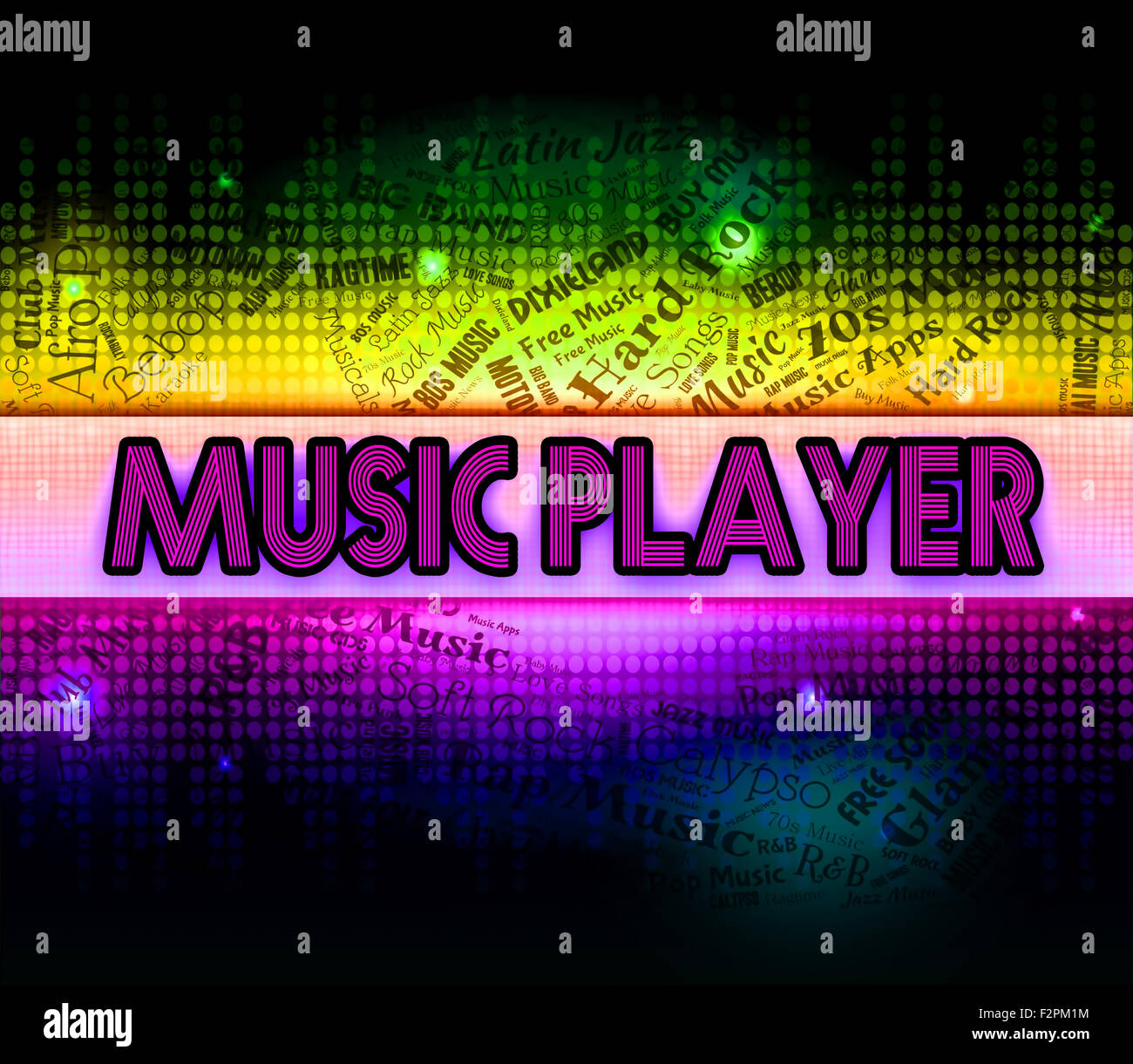 Music Player Meaning Sound Tracks And Players Stock Photo - Alamy