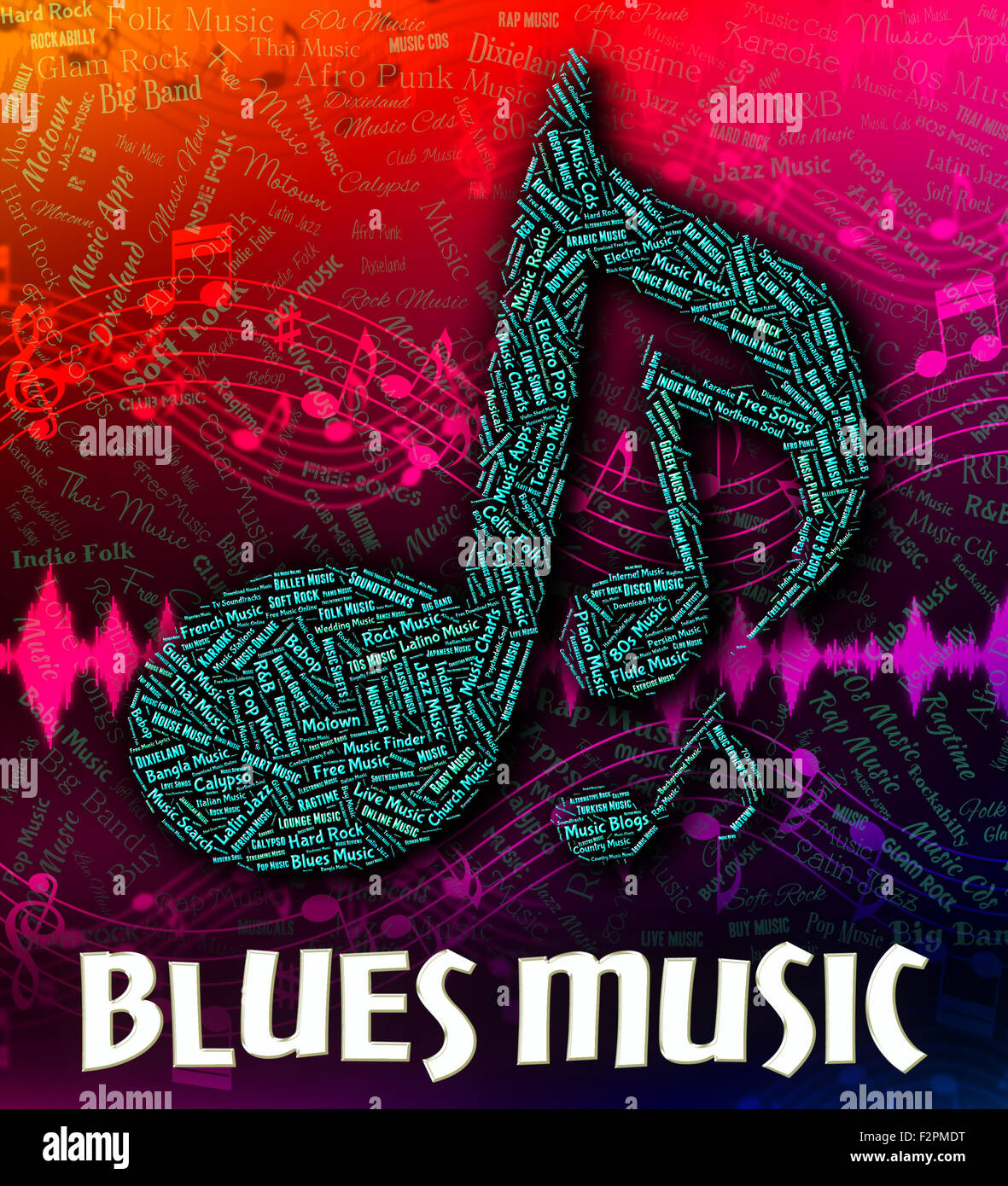Blues Music Showing Sound Track And Musical Stock Photo - Alamy