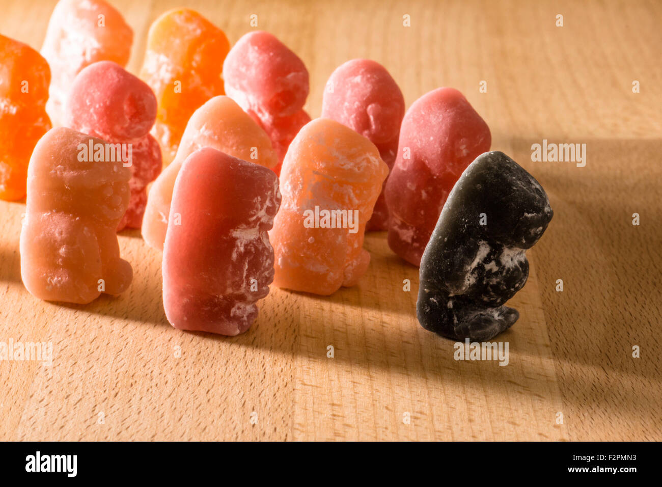 Jelly Baby's, a very sweet sugary confectionery. Visual metaphor for ...