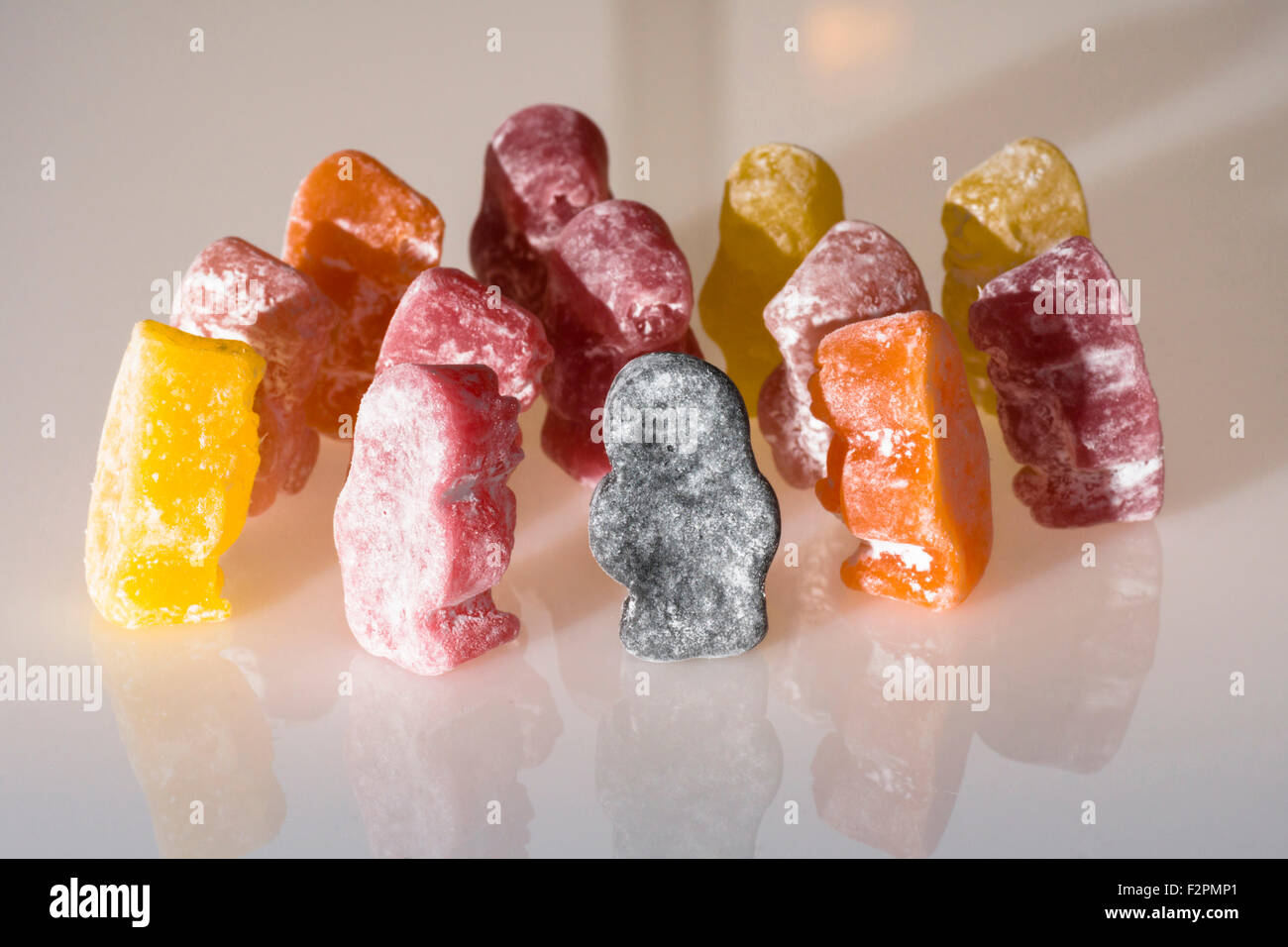 Jelly Baby's, a very sweet sugary confectionery. Visual metaphor for ...