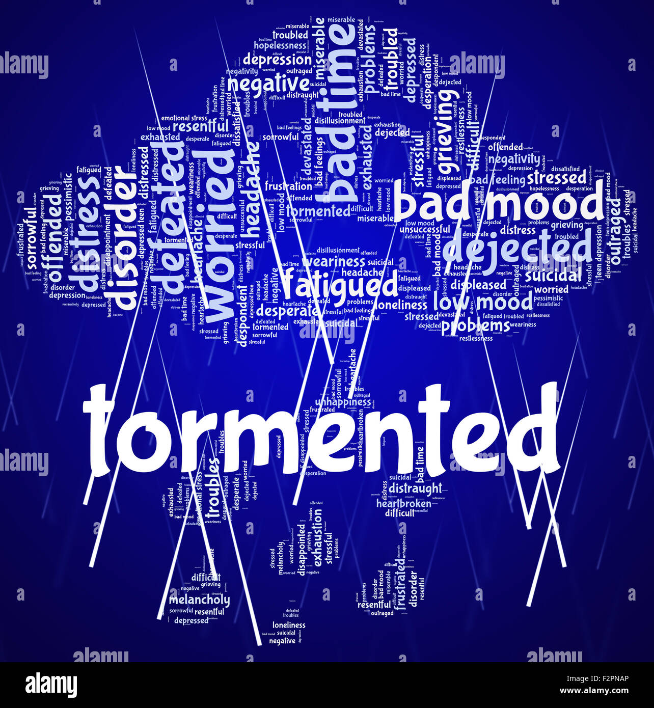 Tormented Word Showing Anguish Wordclouds And Harrow Stock Photo - Alamy