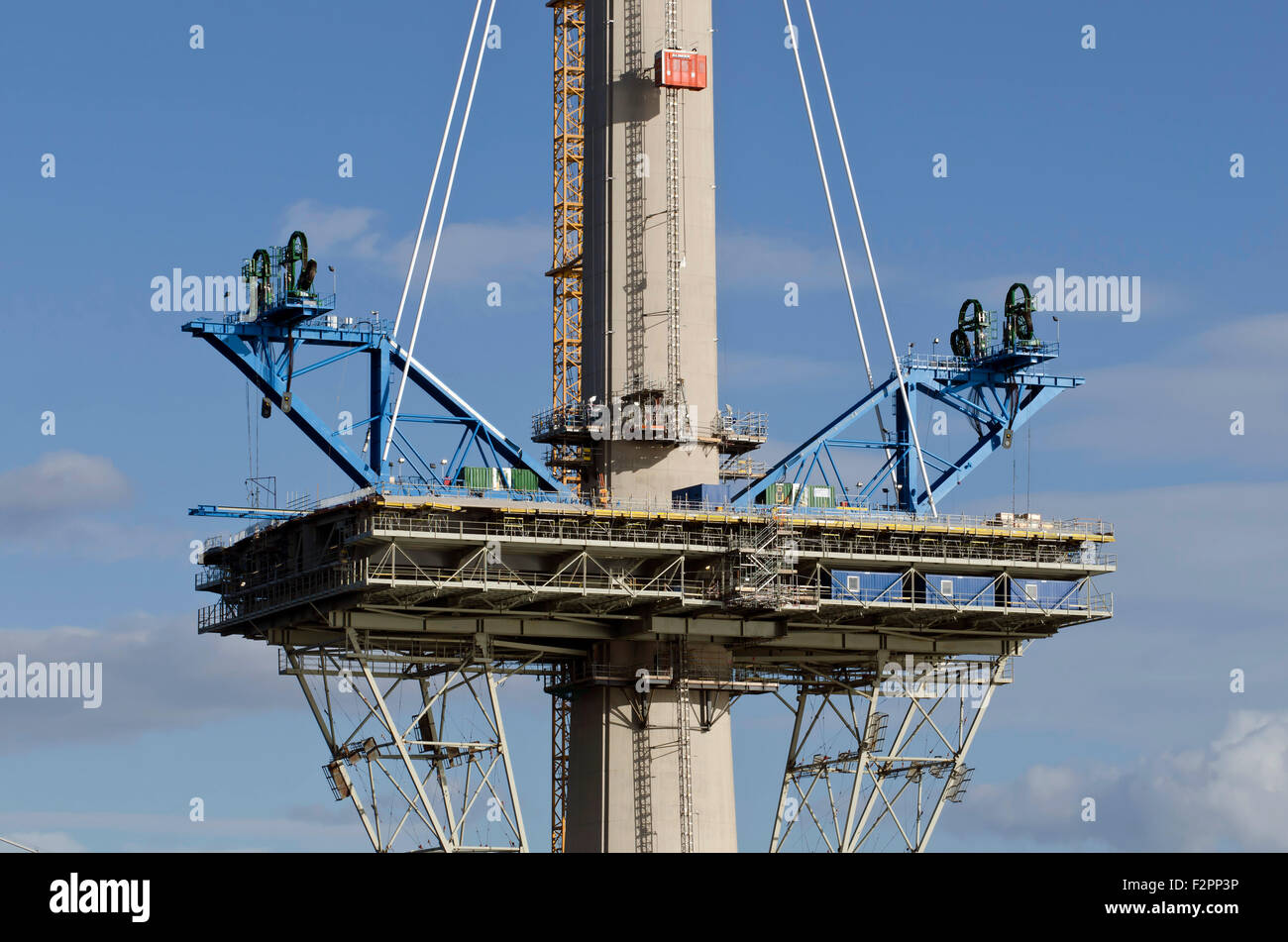 A tower for the new Queensferry Crossing bridge over the Firth of Forth ...