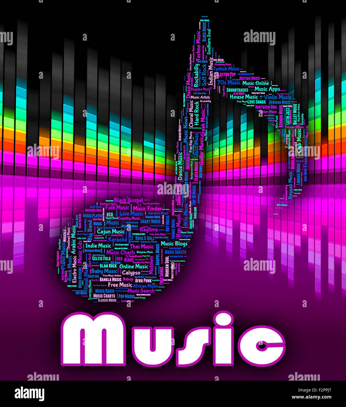 Music Word Indicating Sound Tracks And Harmonies Stock Photo - Alamy
