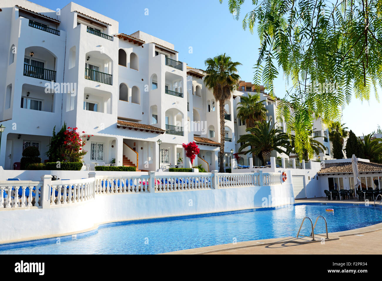 Swimming pool at the luxury hotel, Mallorca island, Spain Stock Photo ...